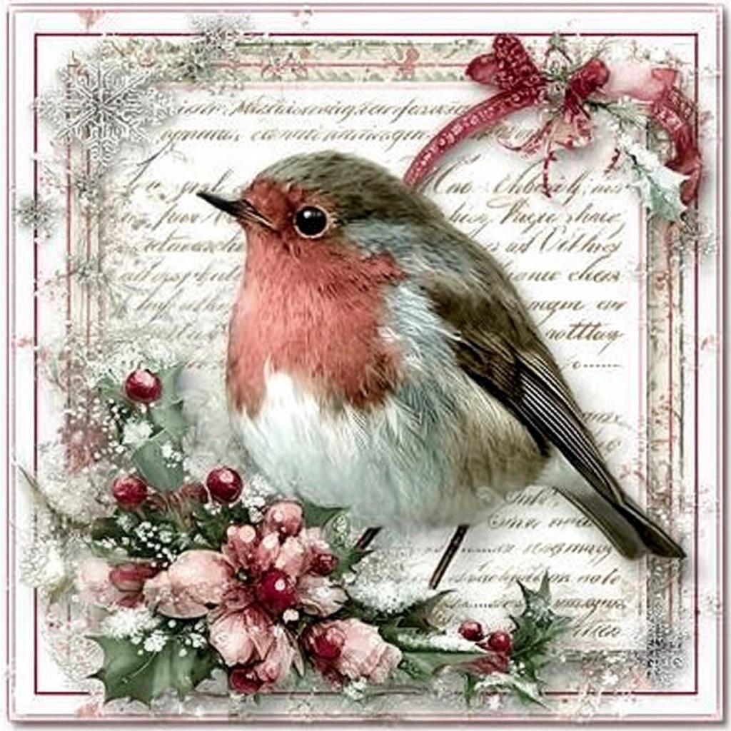 Winter Robin, Berry Song, Christmas Bird, Holly Berries, Festive Bird ...