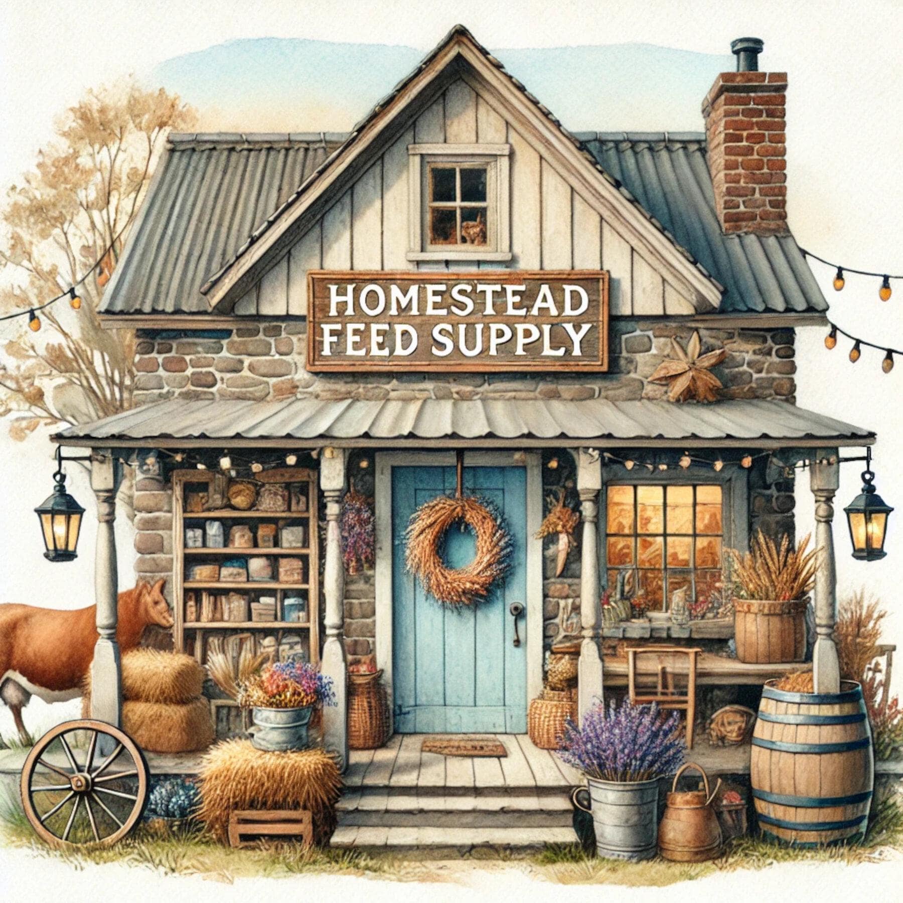 Farm Feed Store, Farm Shop Clipart, Feed Store Art, Rustic Shop ...