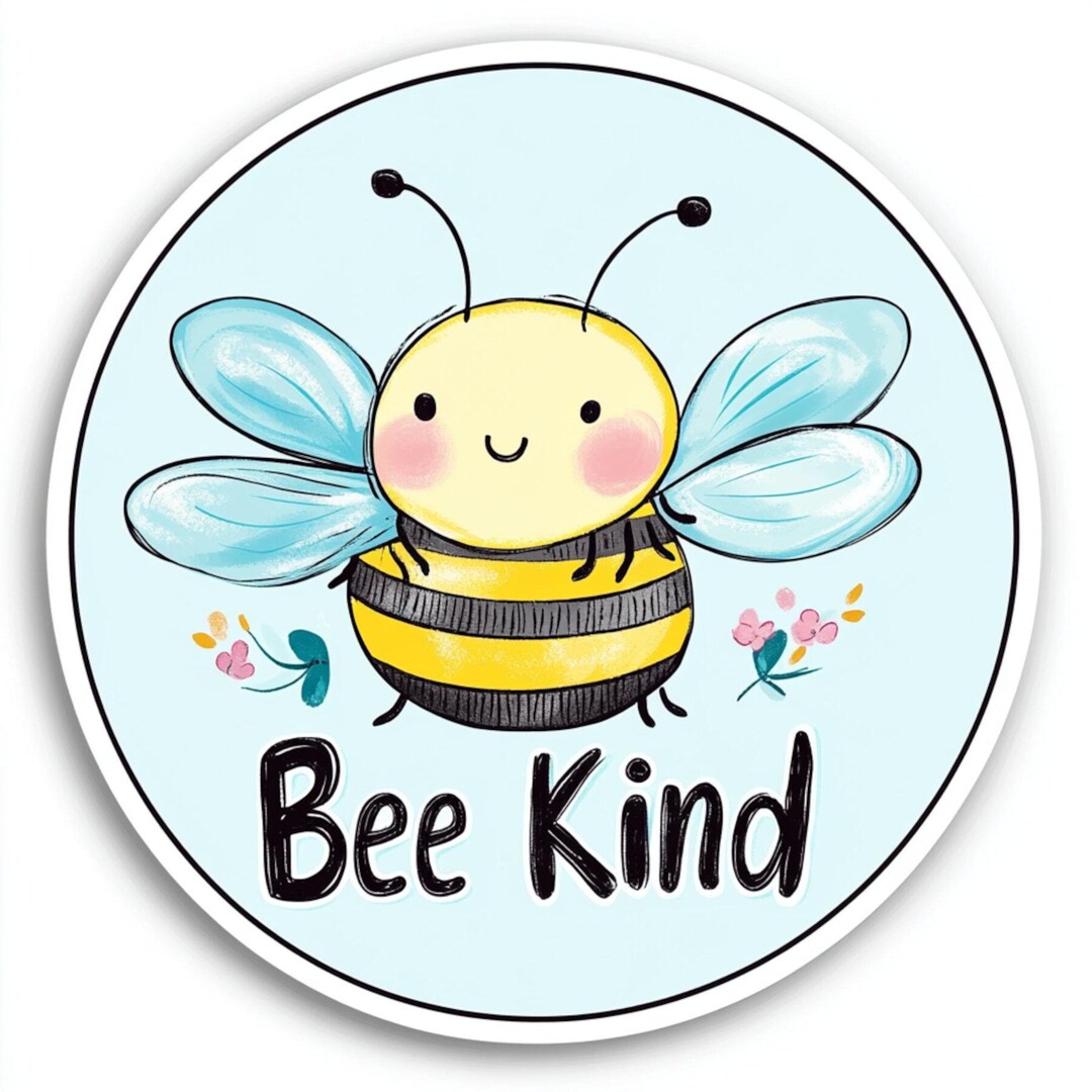 Bee Kind Sticker, Cute Bee Art, Kind Bee Decal, Pastel Bee Print ...