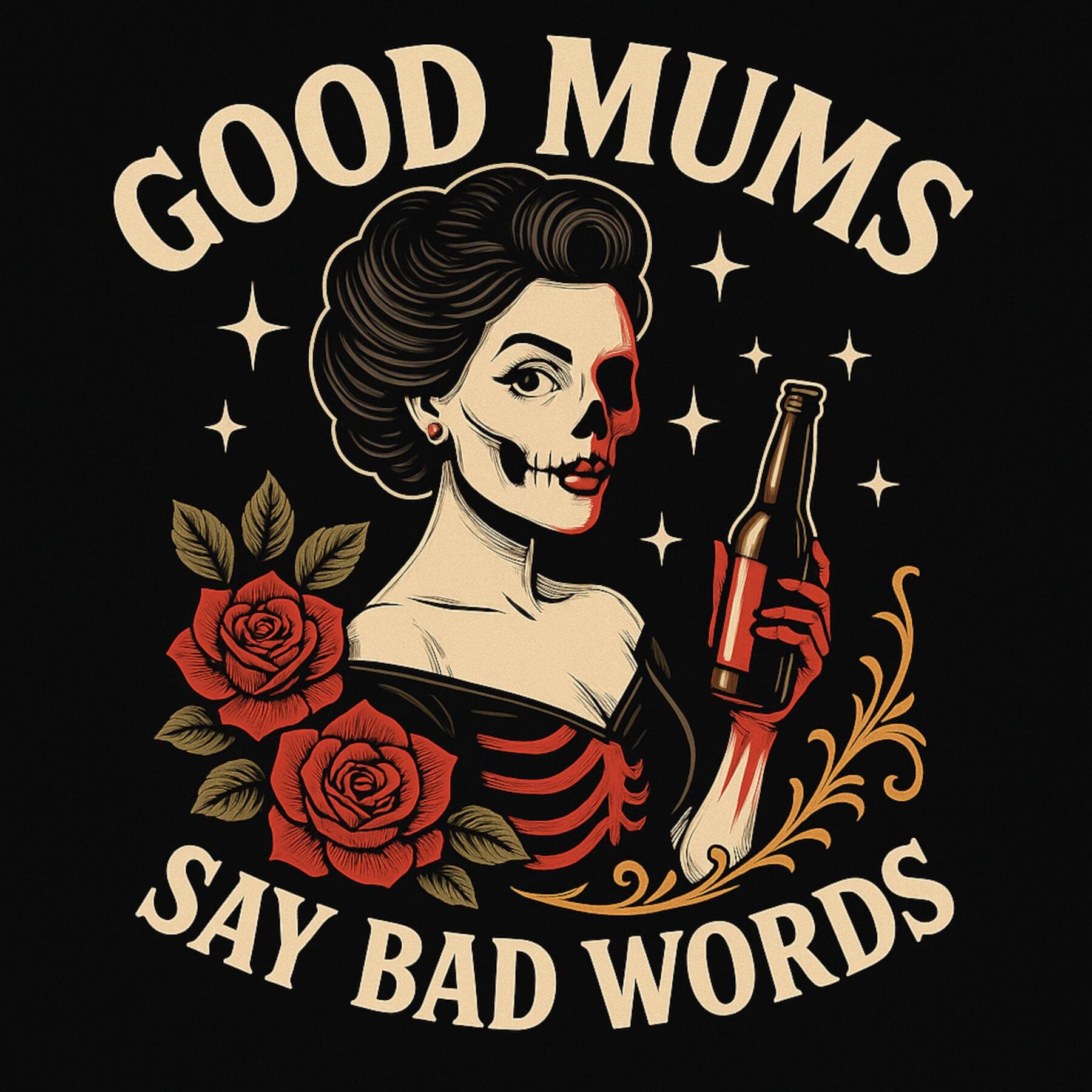 Bad Moms Club, Mom Skull Art, Retro Mom Shirt, Punk Mom Design, Edgy ...