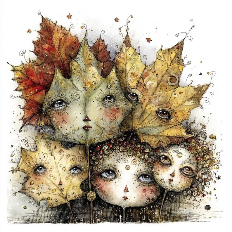 Leaf People, Autumn Faces, Forest Sprites, Fairy Leaves, Whimsy Art ...