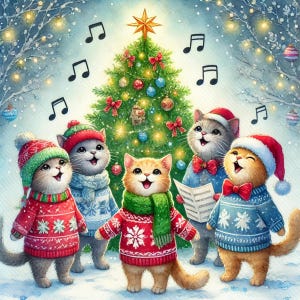 10 Cute Cats Choir Images, Cats Choir JPG, Cute Cats, Whimsical Cats ...