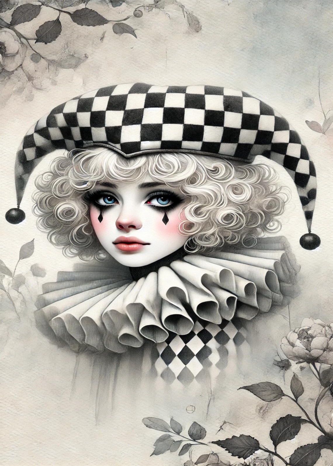 Harlequin, Whimsical Harlequin, Watercolour Art, Checkerboard Theme ...