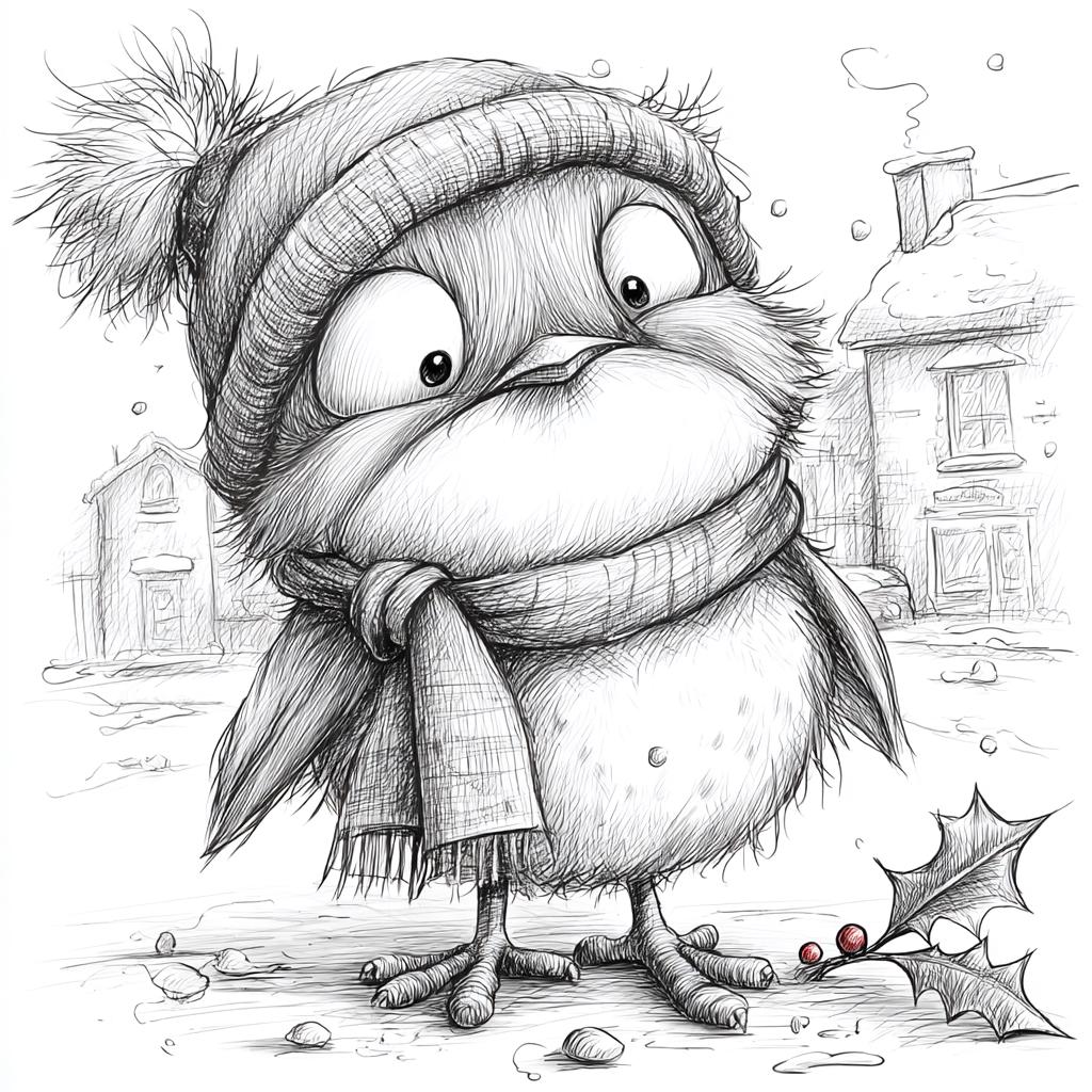 Christmas Robin, Winter Bird, Festive Robin, Cute Bird Art, Holiday ...