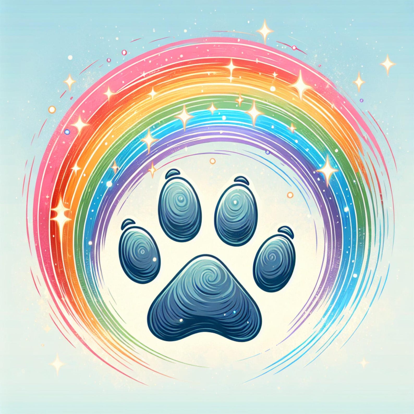 Rainbow Paw Prints 2, Colorful Pet Art, Vibrant Paw Prints, Rainbow ...