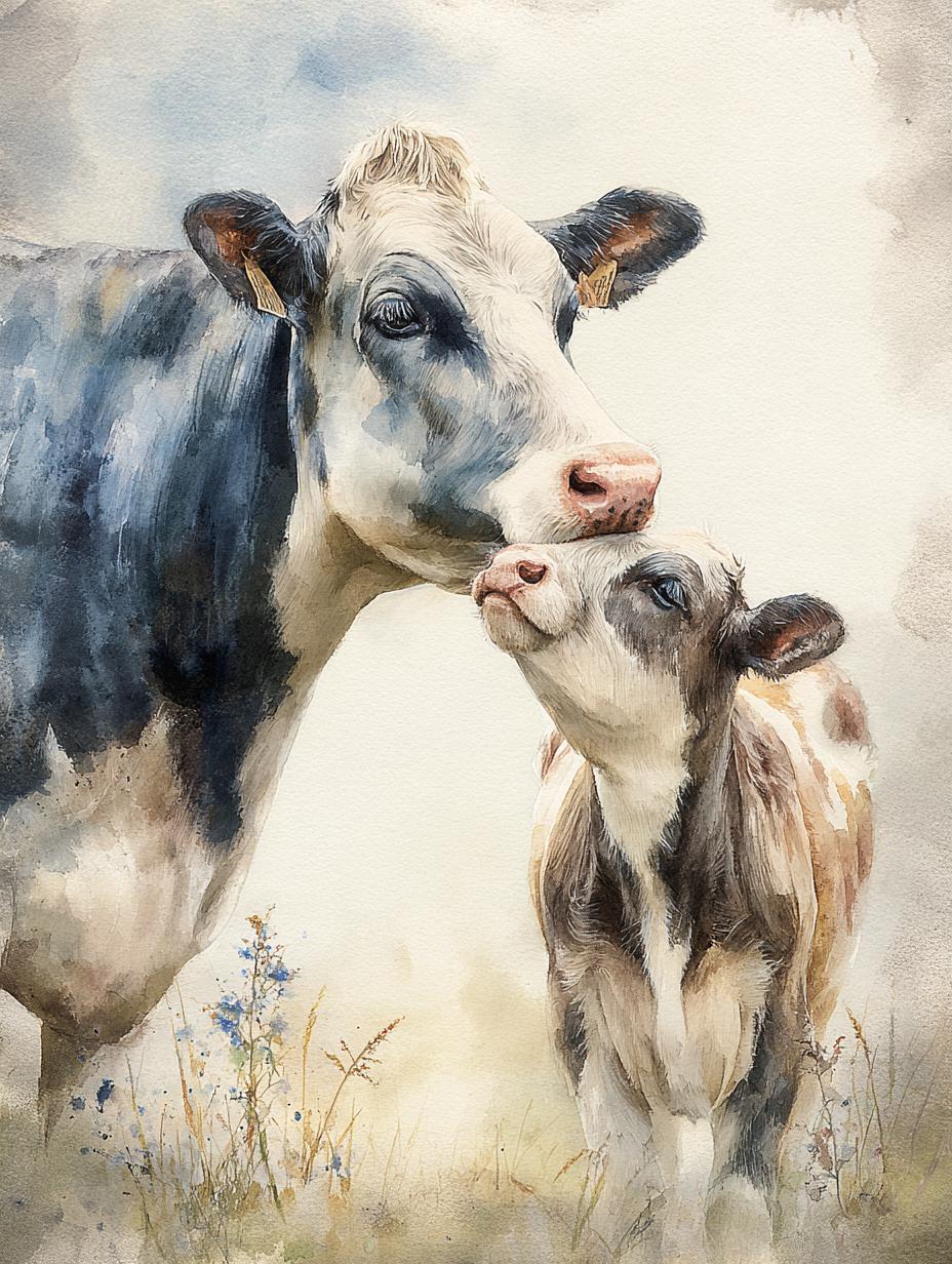 Cow and Calf, Baby Cow, Farm Love, Gentle Moment, Pasture Life, Soft ...