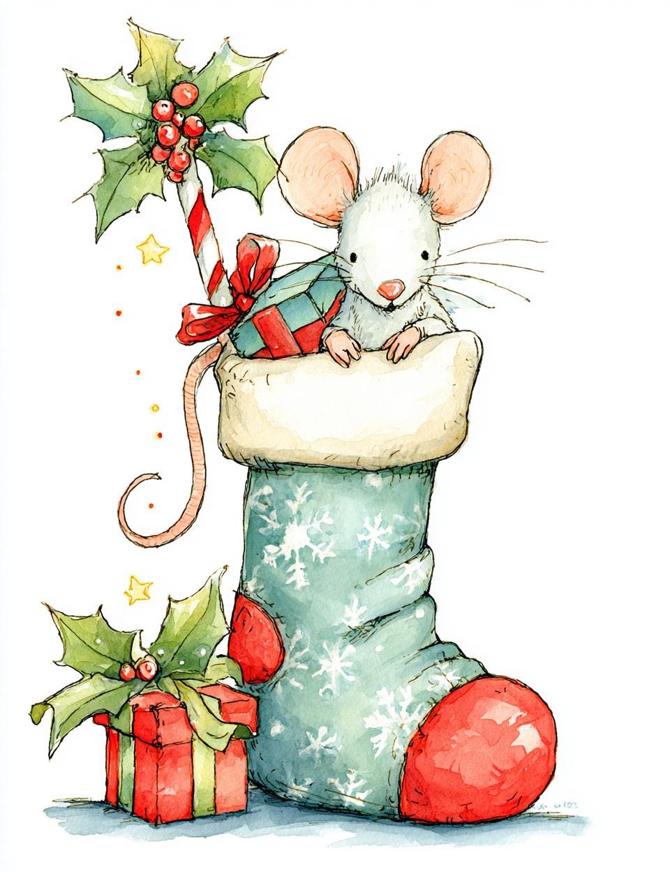 Christmas Mouse, Holiday Stocking, Festive Decor, Xmas Gifts, Cute ...