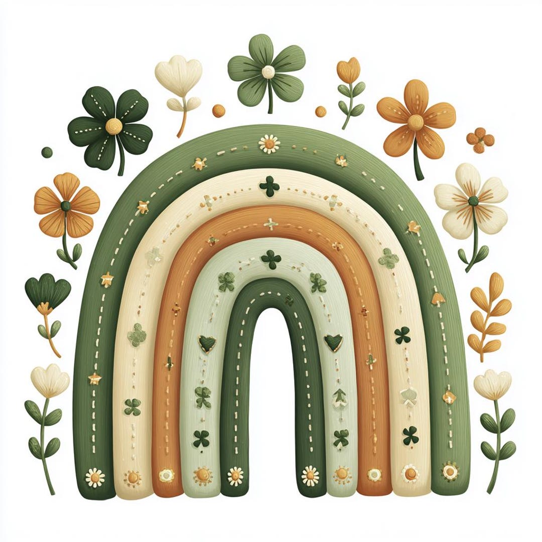 Shamrock Rainbow Clipart, Green Lucky Rainbow, Floral Saint Patrick’s ...