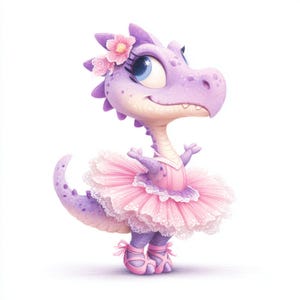 Dino Ballerina, Dinosaur Dance Art, Pink Tutu Dino, Ballet Dinosaur ...
