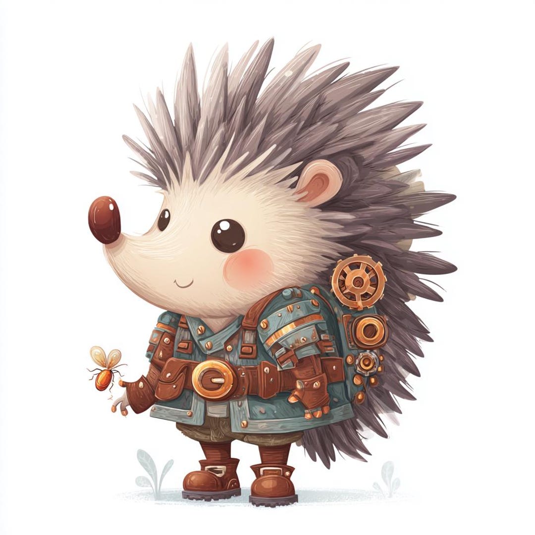 Cute Hedgehog, Steampunk Pet, Gear Outfit, Clock Bug, Kids Wall Art ...