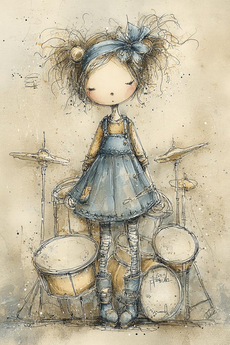 Carnival Doll, Circus Cutie, Vintage Toy, Whimsical Art, Drum Girl ...