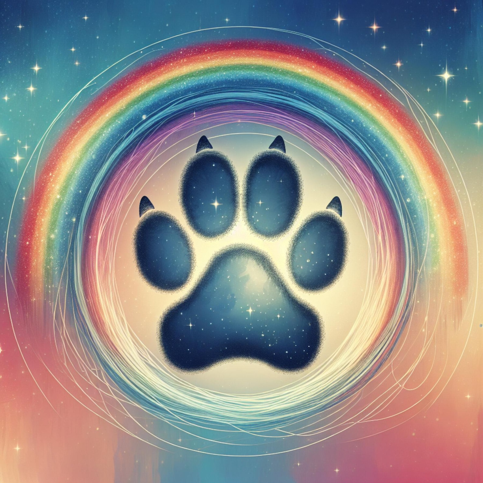 Rainbow Paw Prints 2, Colorful Pet Art, Vibrant Paw Prints, Rainbow ...