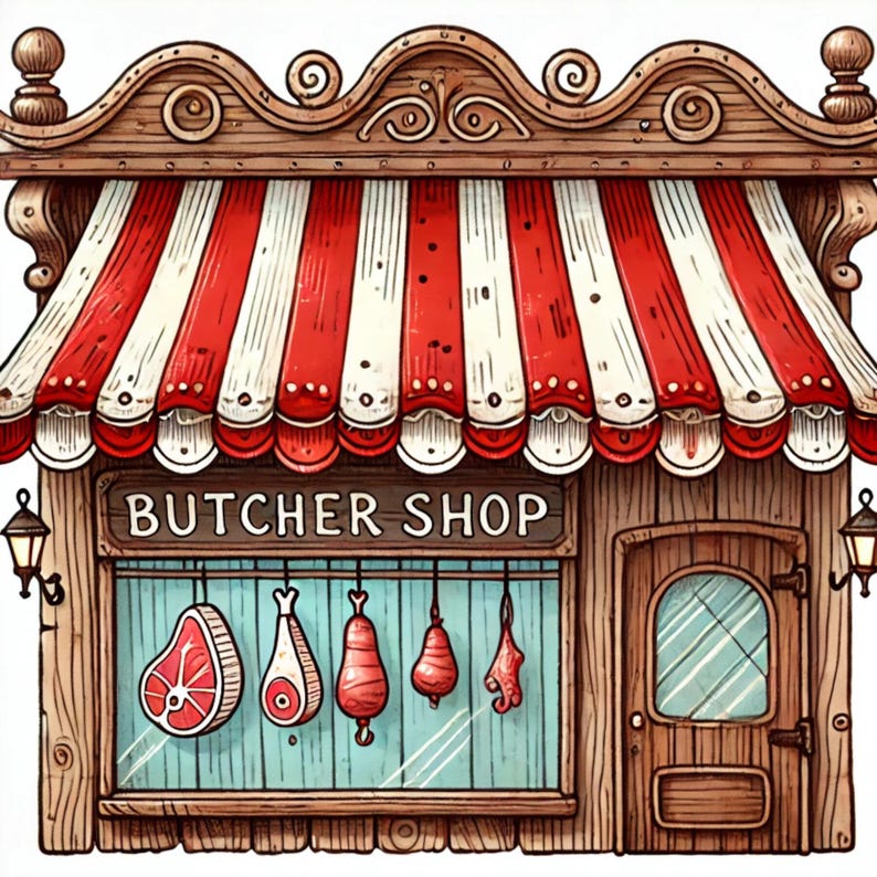 Butcher Shop, Butcher, Butcher Shop Images, Whimsical Clipart, Shop ...