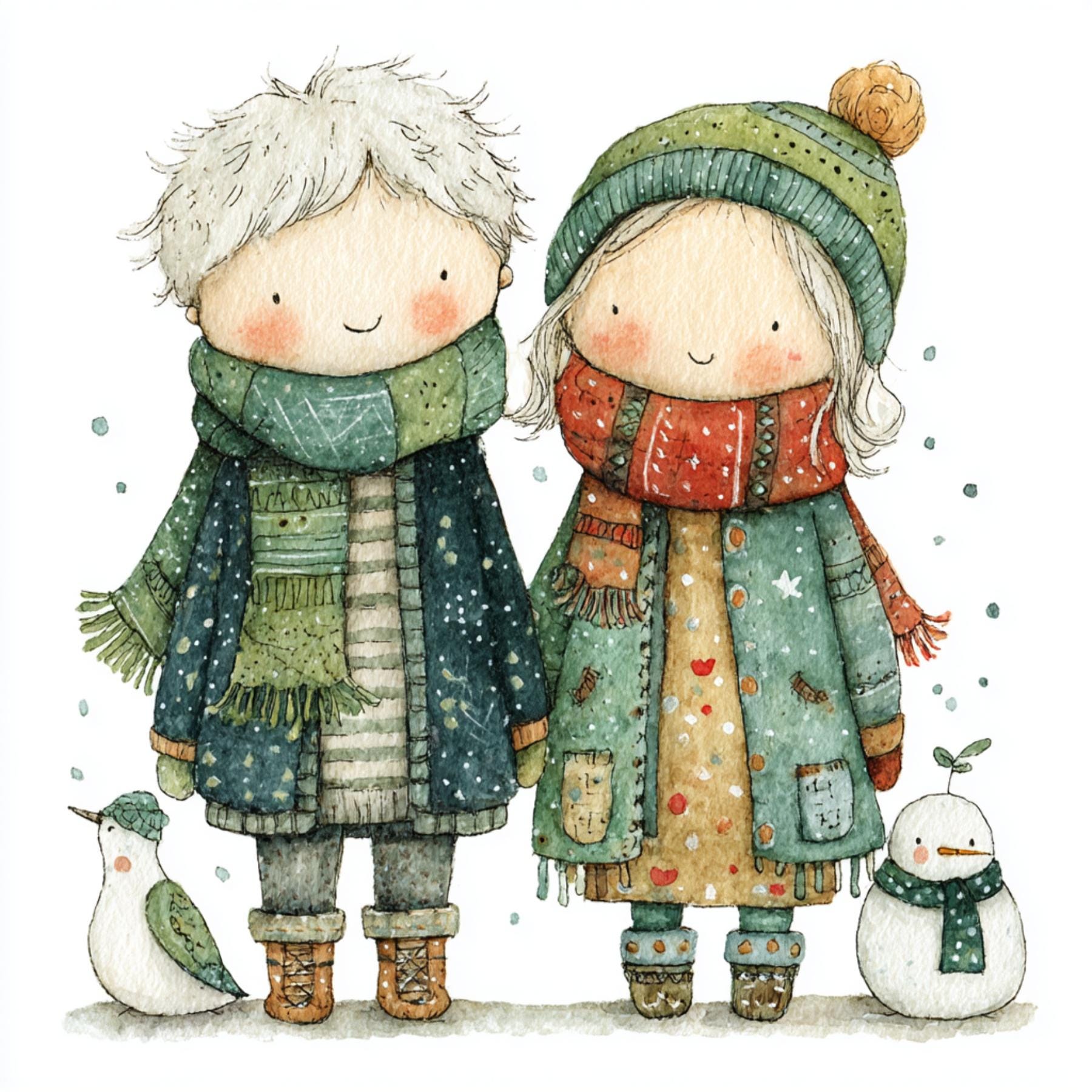 Frosty Friends, Winter Kids Art, Frosty Friends, Snow Day Clipart, Cozy ...