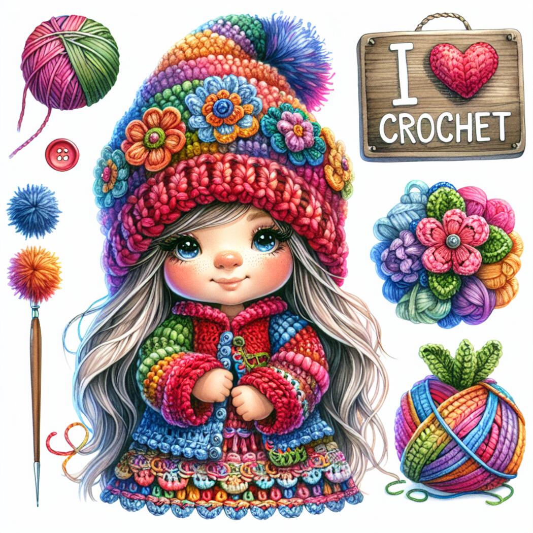 I Love Crochet Clipart - 2o High Quality Jpgs - Digital Download - Card ...