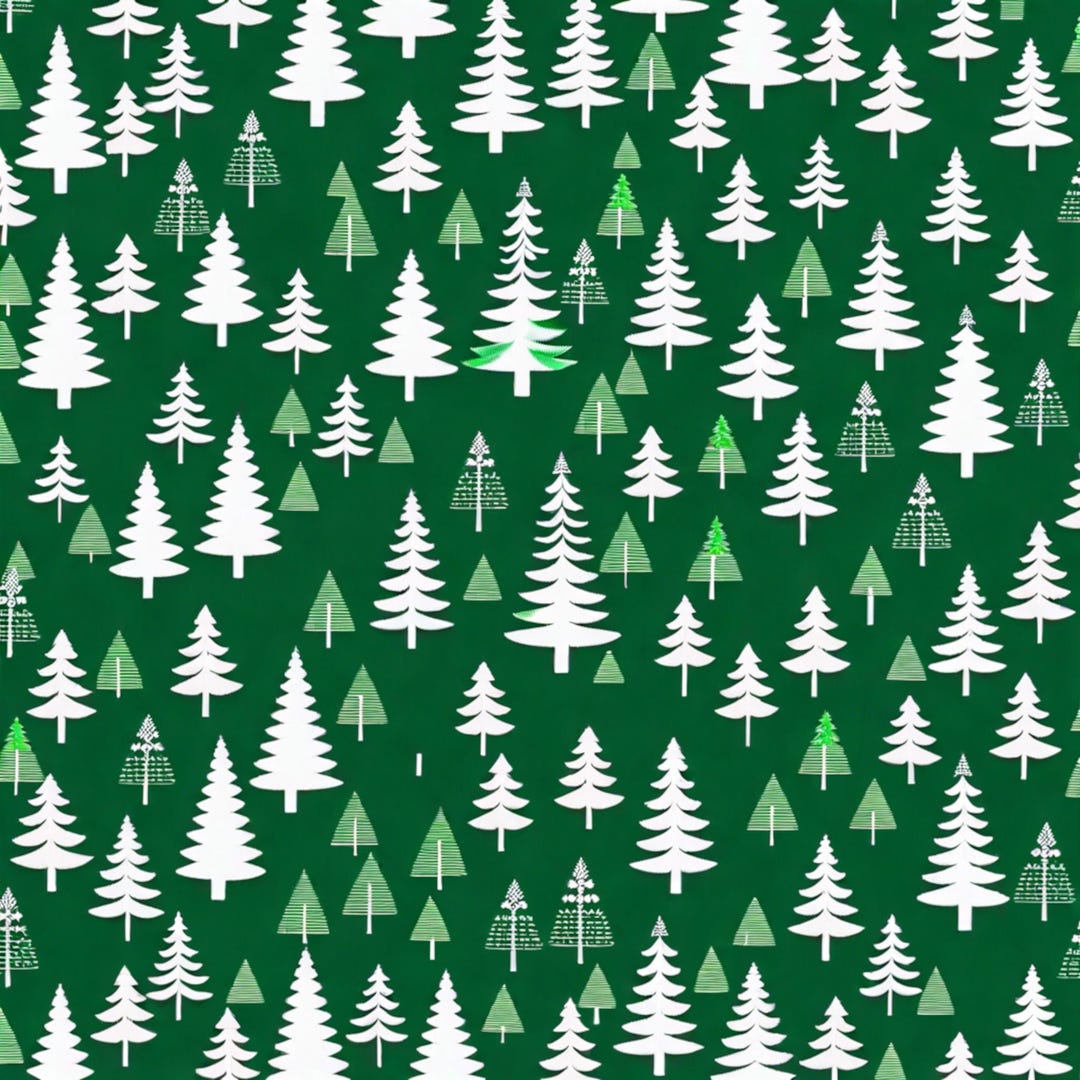 10 Green Christmas Tree Repeat Pattern Clipart, 12x12 Size ...