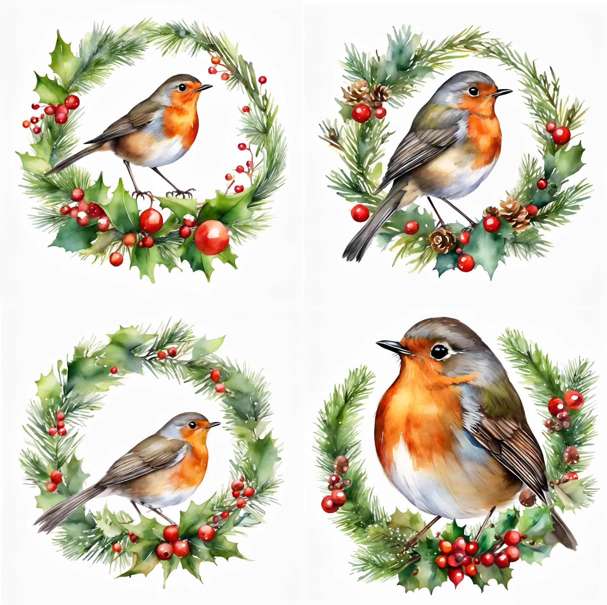 20 Cute Winter Robin Clipart - 20 High Quality Pgns Digital Download ...