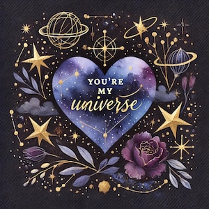 Galaxy of Love, Cosmic Heart Art, Galaxy Love Designs, Starry Romantic ...