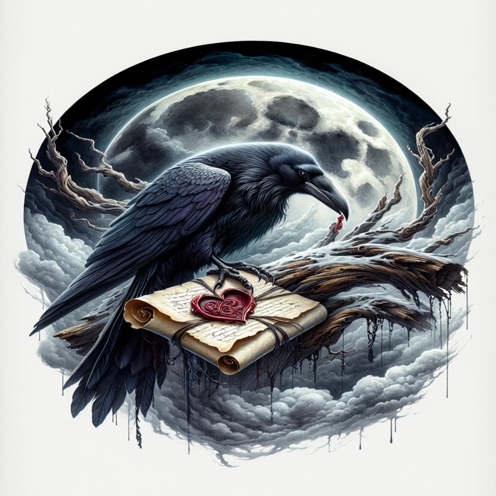 Gothic Raven, Gothic Raven Art, Dark Romance Bird, Watercolor Whimsy ...