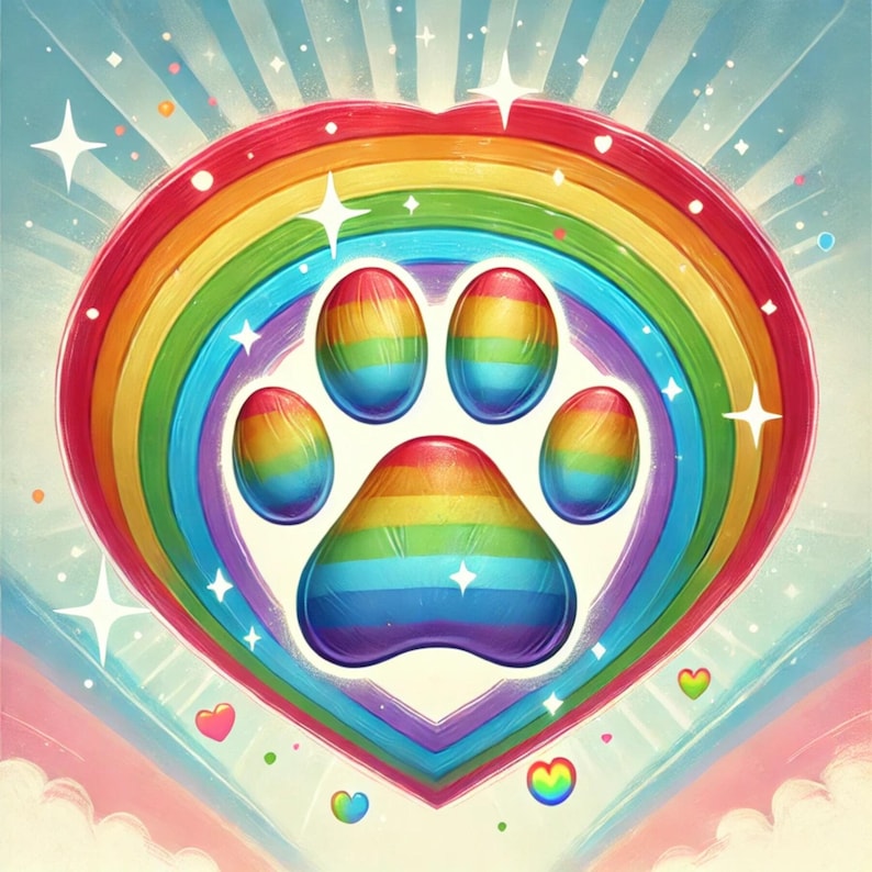 Paw Print Hearts, Rainbow Paw Prints, Pets, Rainbow Art, Paw Print ...