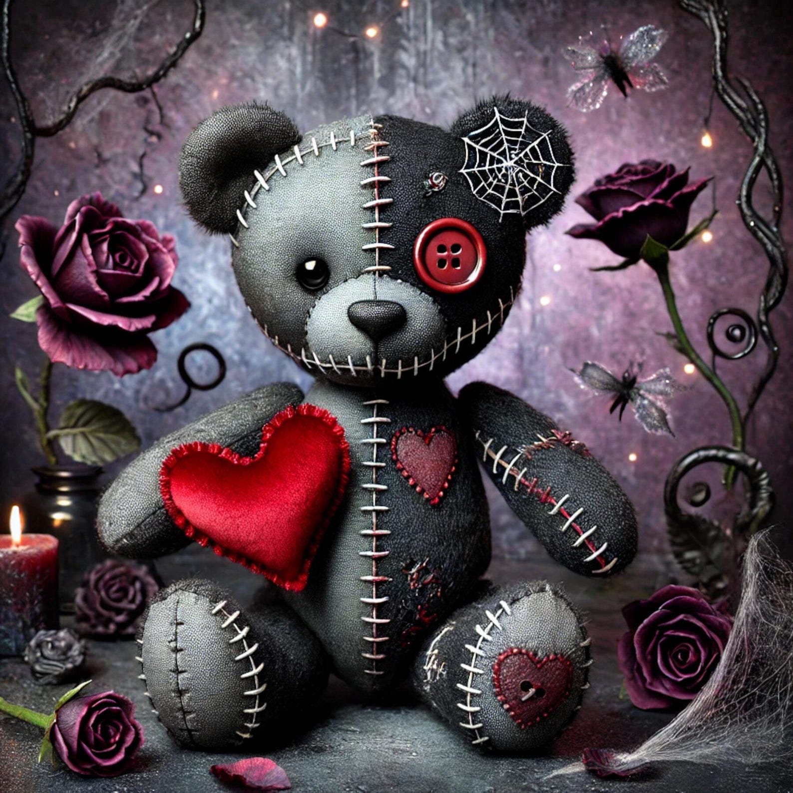 Gothic Teddy, Gothic Bear, Eerie Valentine, Dark Whimsy, Haunted Teddy ...