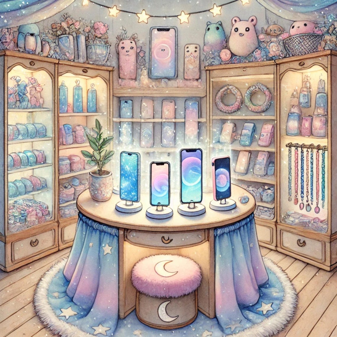 Cellphone Shop, Cellphone Clipart, Tech Shop Art, Pastel Phone Shop ...