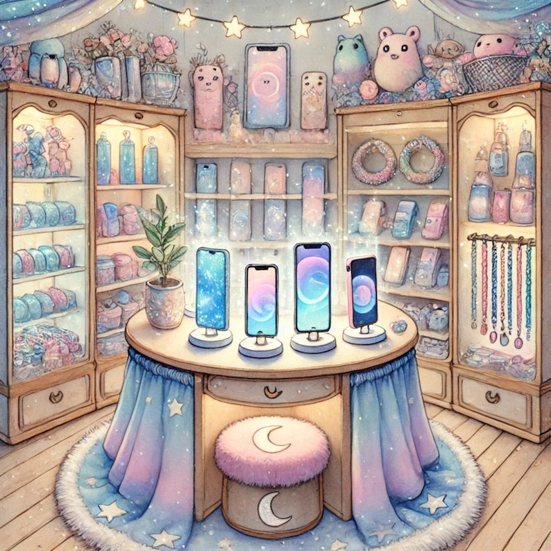Cellphone Shop, Cellphone Clipart, Tech Shop Art, Pastel Phone Shop ...