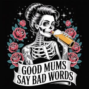 Bad Moms Club, Mom Skull Art, Retro Mom Shirt, Punk Mom Design, Edgy ...