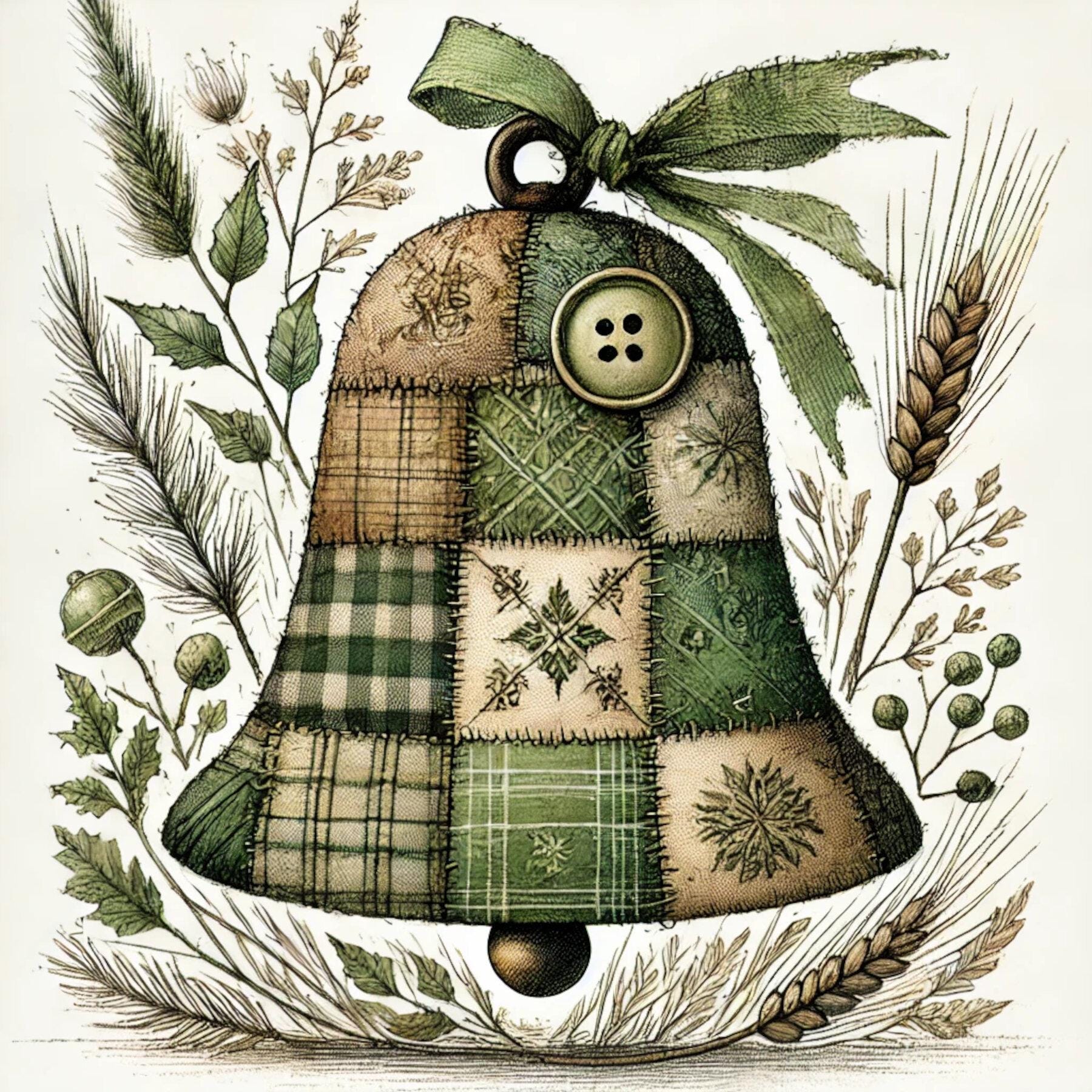 10 Christmas Bells Clipart, Patchwork, Bell Ringing, Church Bells ...