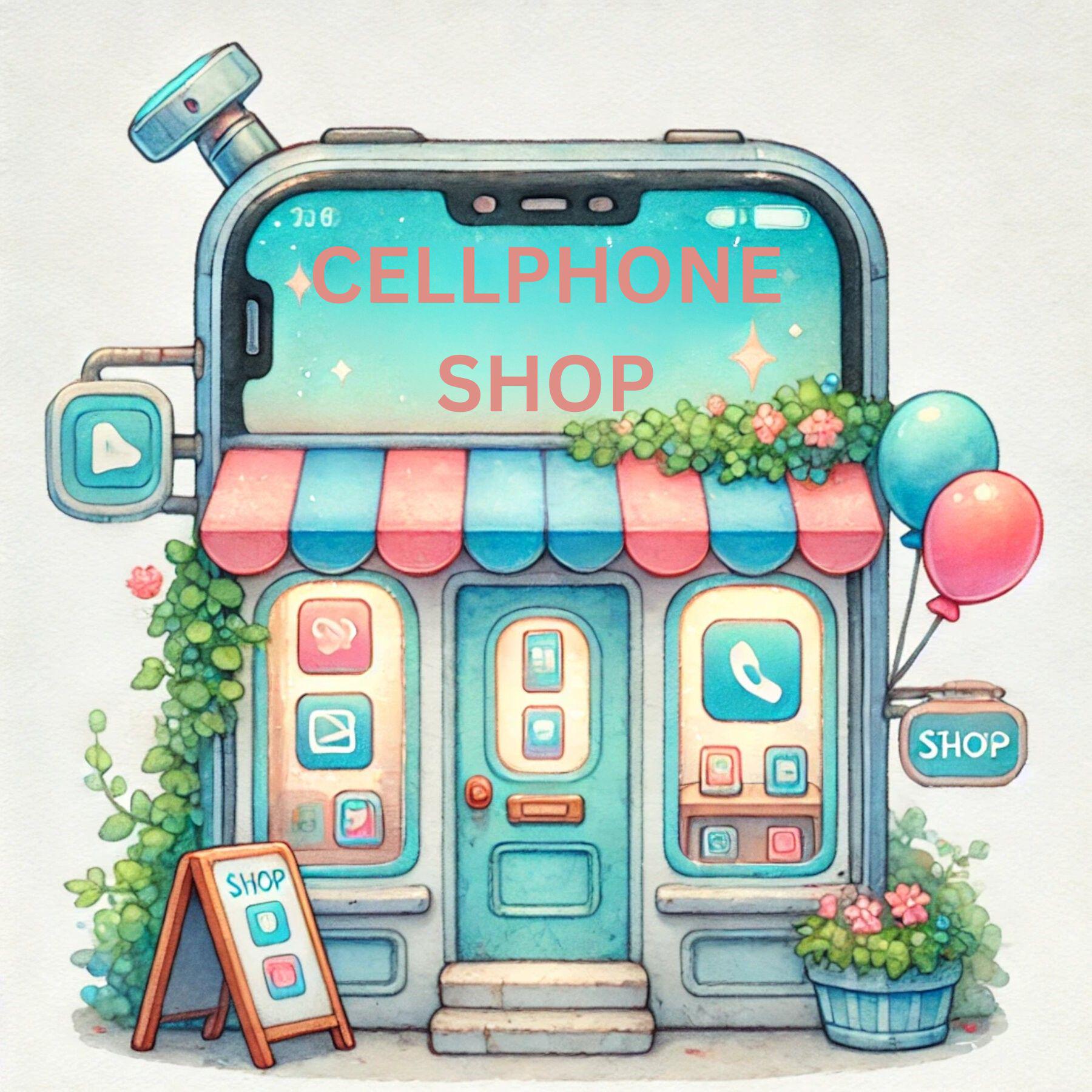 Cellphone Shop, Cellphone Clipart, Tech Shop Art, Pastel Phone Shop ...