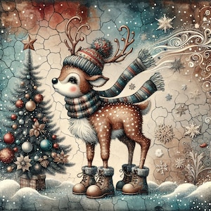 10 Cute Whimsical Reindeer Clipart, Whimsical Reindeer, Baby Deer, Baby ...