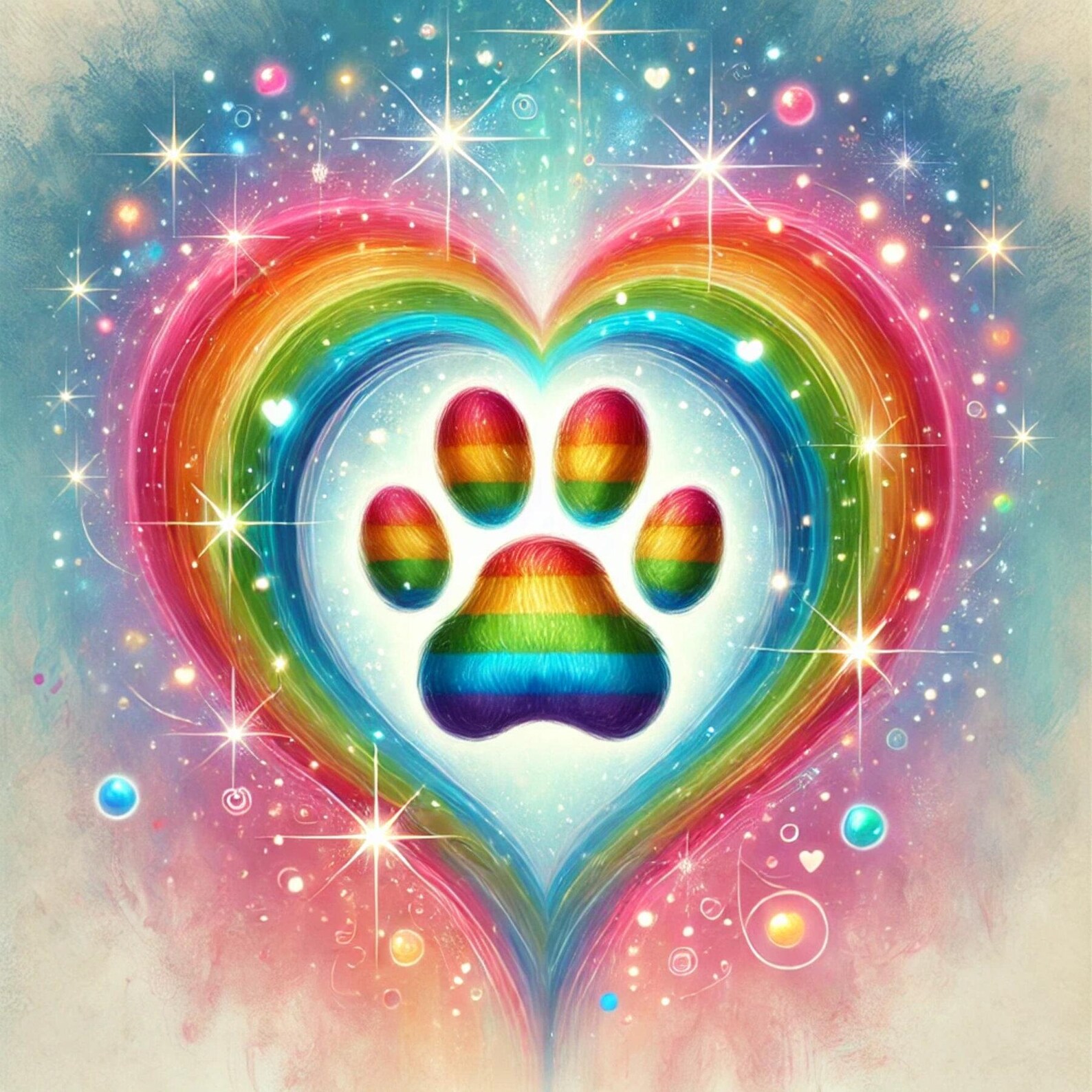 Paw Print Hearts, Rainbow Paw Prints, Pets, Rainbow Art, Paw Print ...