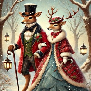 Victorian Reindeer - 12 Jpg Reindeer Images, Cute Reindeer, Dressed up ...
