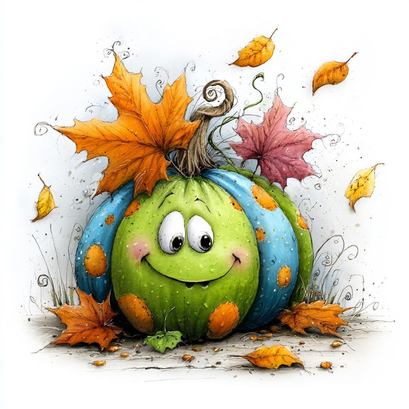 Kawaii Pumpkin, Witch Hat Pumpkin, Smiling Gourd, Cute Halloween ...
