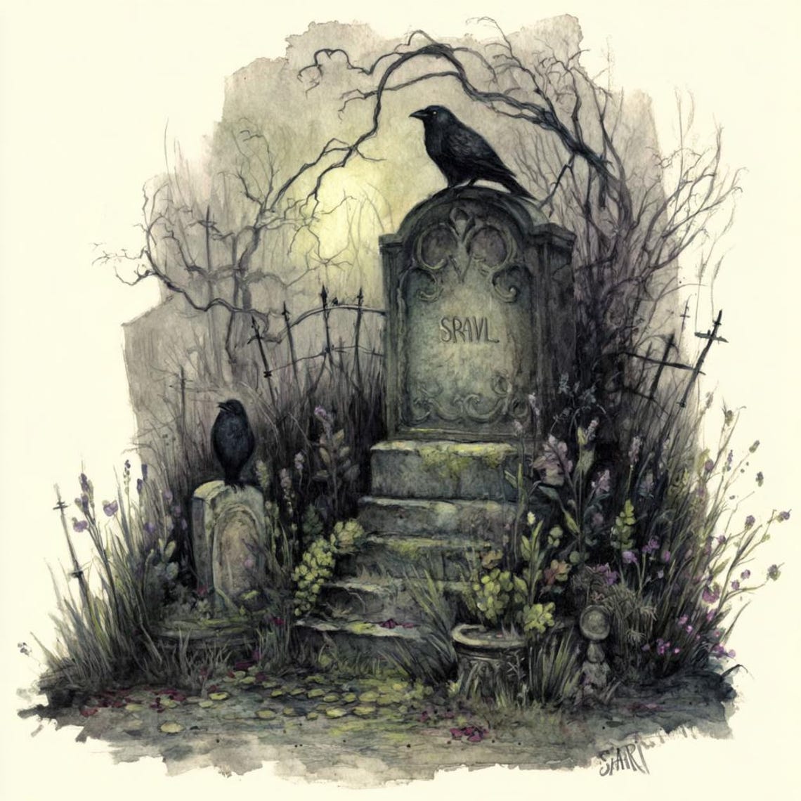 Graveyard Art, Haunted Scene, Gothic Graveyard, Tombstone Stairs ...