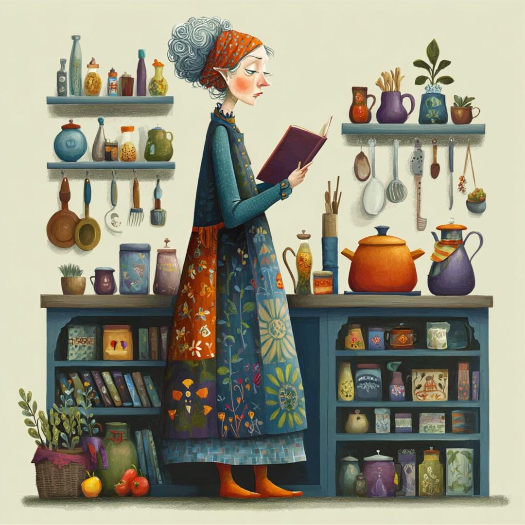 Whimsical Art, Cooking Artwork, Vintage Kitchen, Cozy Decor, Rustic ...