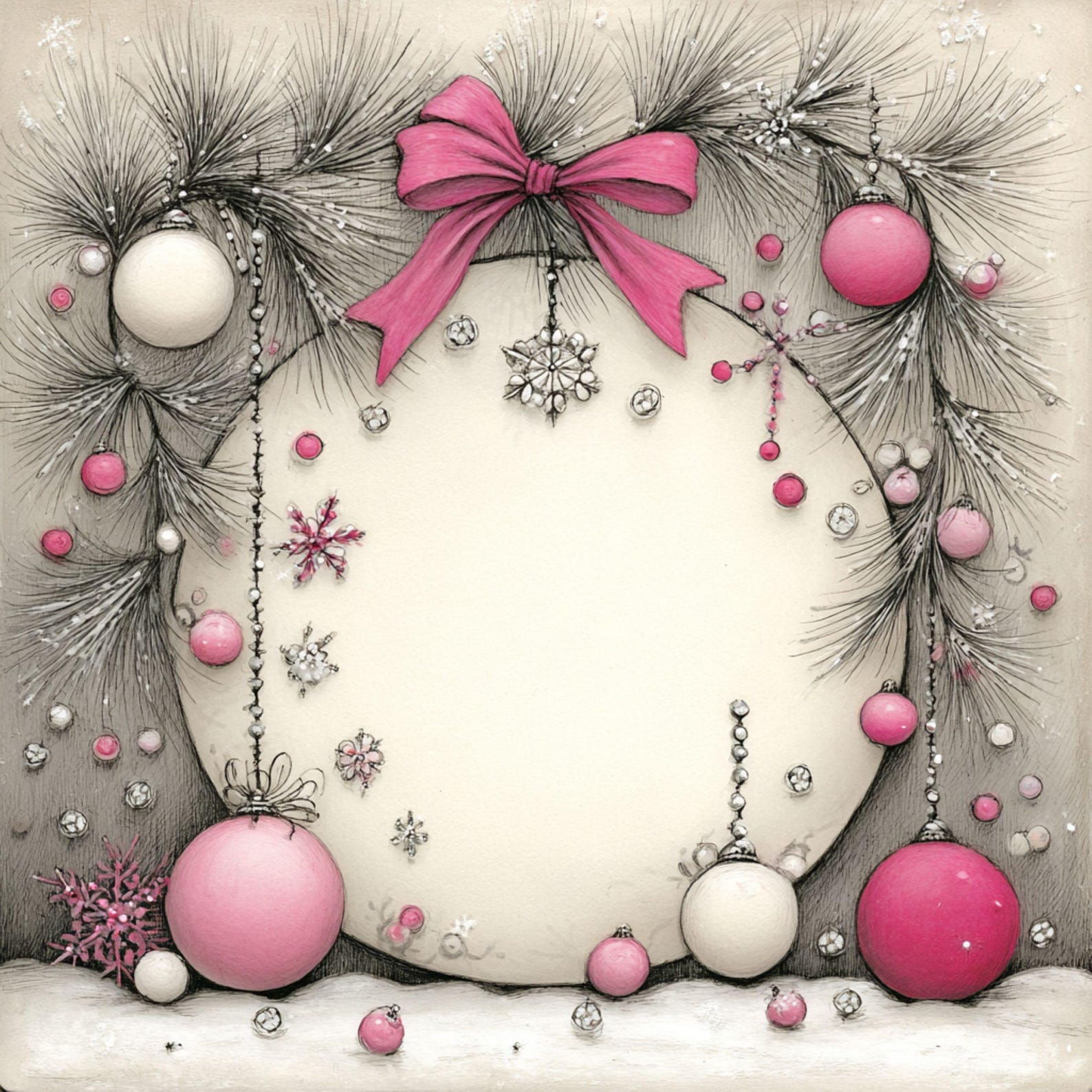 Vintage Pink Christmas Frames, Shabby Chic Scrapbook Borders, Festive ...