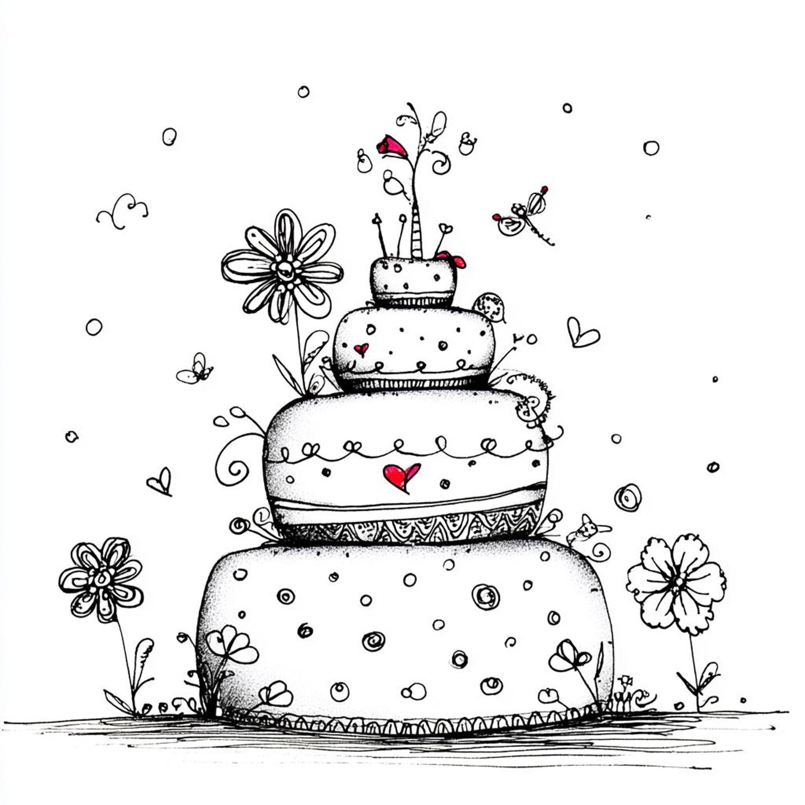 Birthday Cake, Party Balloons, Cute Doodles, Birthday Gifts, Scribble ...