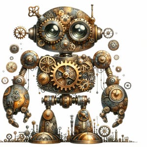 Steampunk Robot, Gear Art, Vintage Mech, Retro Automaton, Clockwork ...