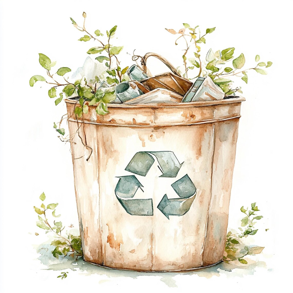 Recycling Bin, Eco Clipart, Trash Can Art, Green Waste Art, Compost Bin ...