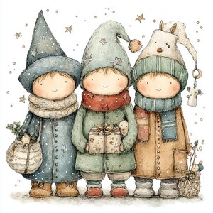 Frosty Friends, Winter Kids Art, Frosty Friends, Snow Day Clipart, Cozy ...