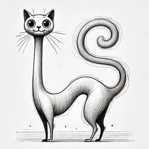 Quirky Cat Clipart, Funny Cat Illustration, Whimsical Cat Art, Pen and ...