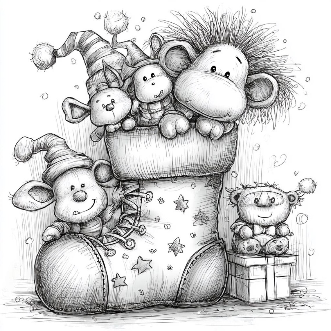 Christmas Boot, Holiday Toys, Festive Boot, Cute Animals, Xmas Stocking ...