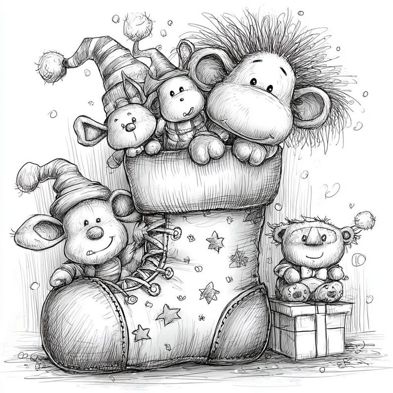 Christmas Boot, Holiday Toys, Festive Boot, Cute Animals, Xmas Stocking ...