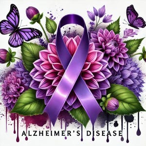 Alzheimer Awareness, Purple Ribbon Clipart, Dementia Support Art ...