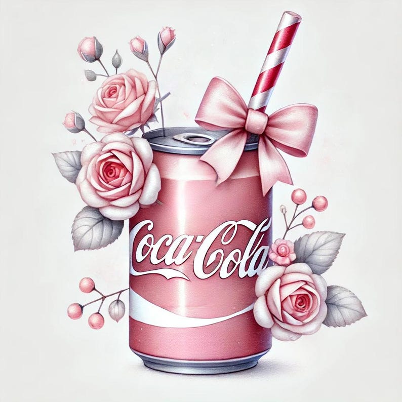 Pink Coke Can, Coca Cola Art, Floral Soda Can, Pastel Coke Aesthetic ...