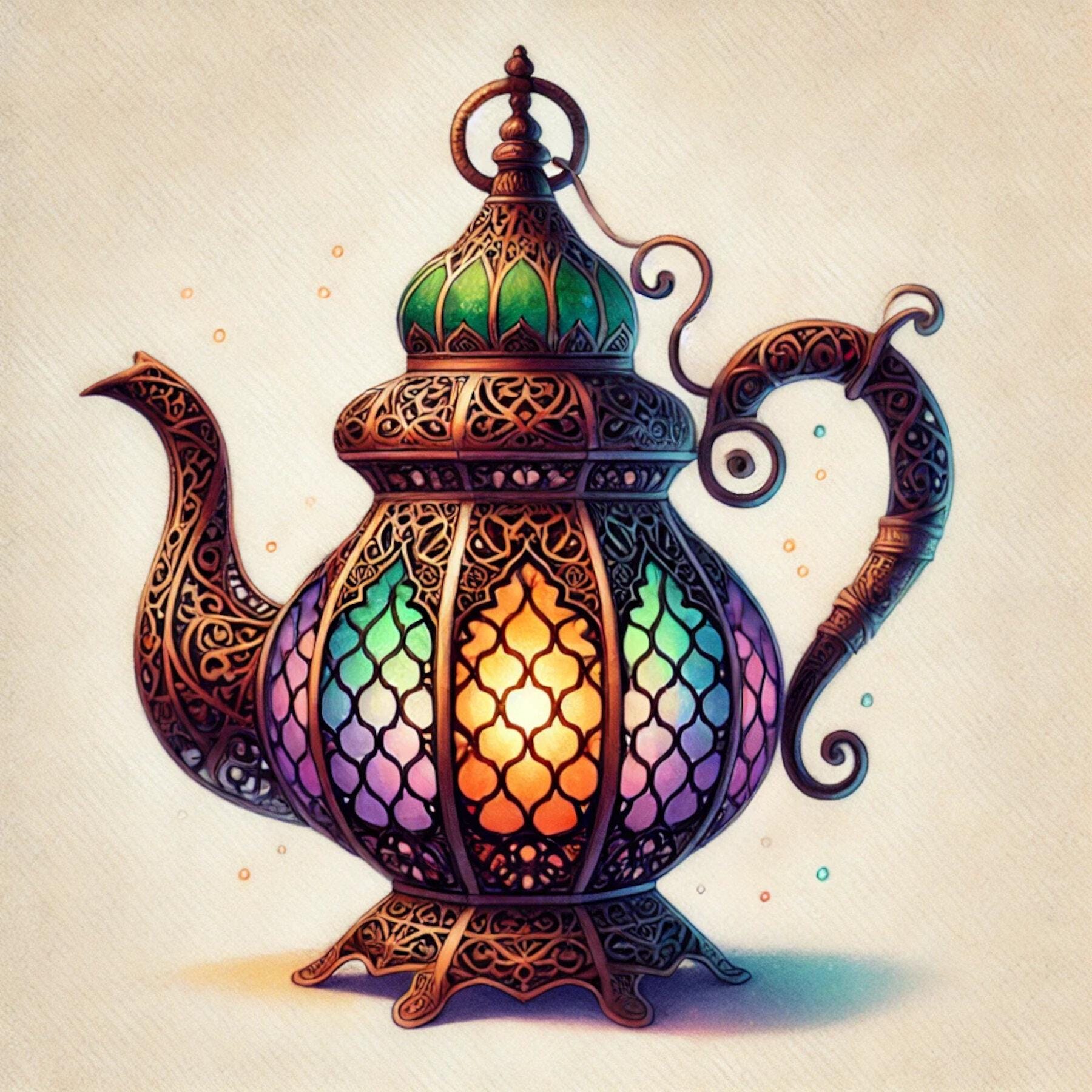 Magical Teapot Clipart, Lantern Teapot PNG, Whimsical Tea Art, Fantasy ...
