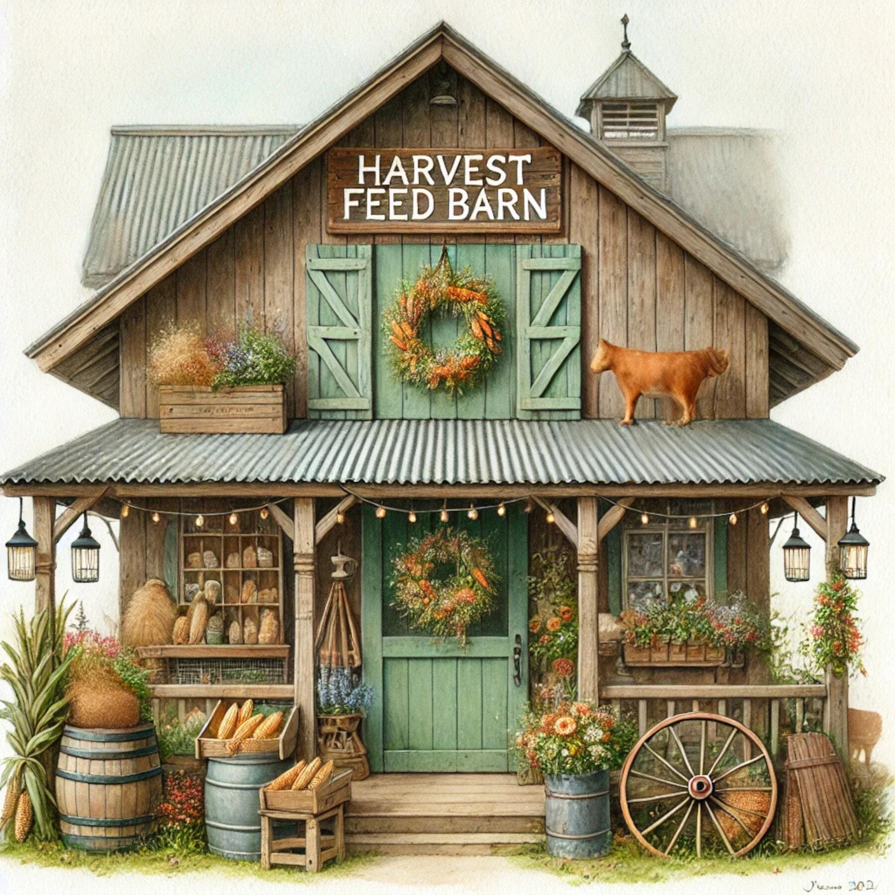 Farm Feed Store, Farm Shop Clipart, Feed Store Art, Rustic Shop ...