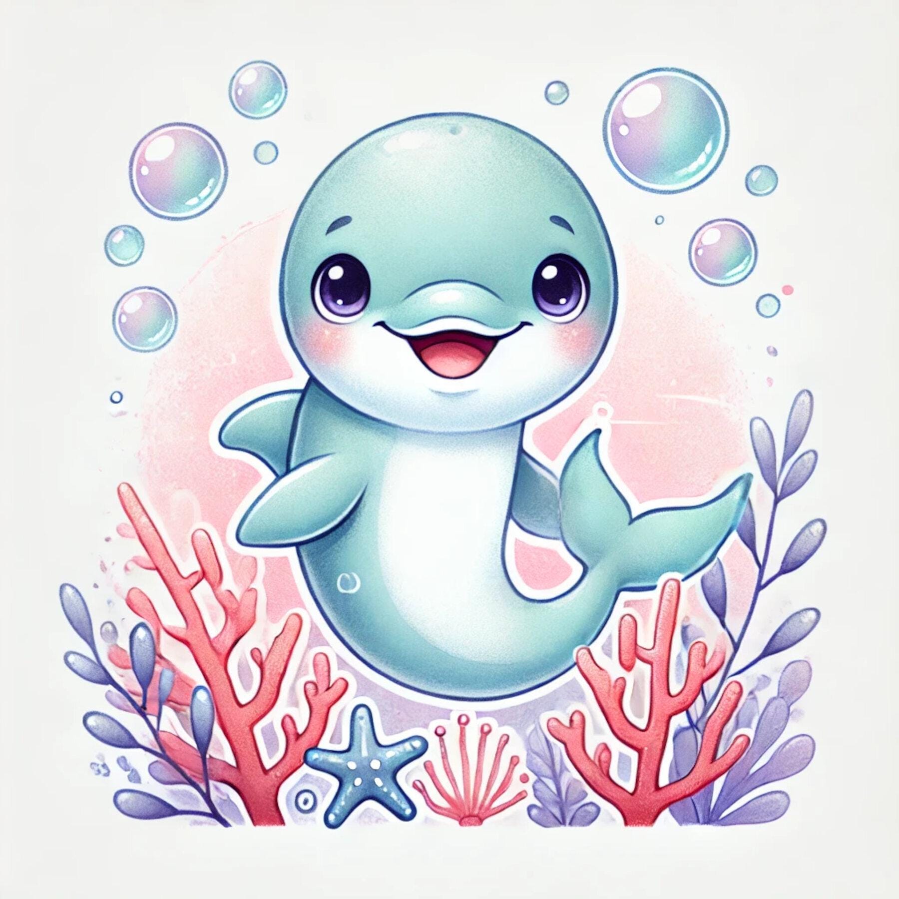 Dave Dolphin, Whimsical Clipart, Cute Clipart, Sea Creatures, Dolphin ...