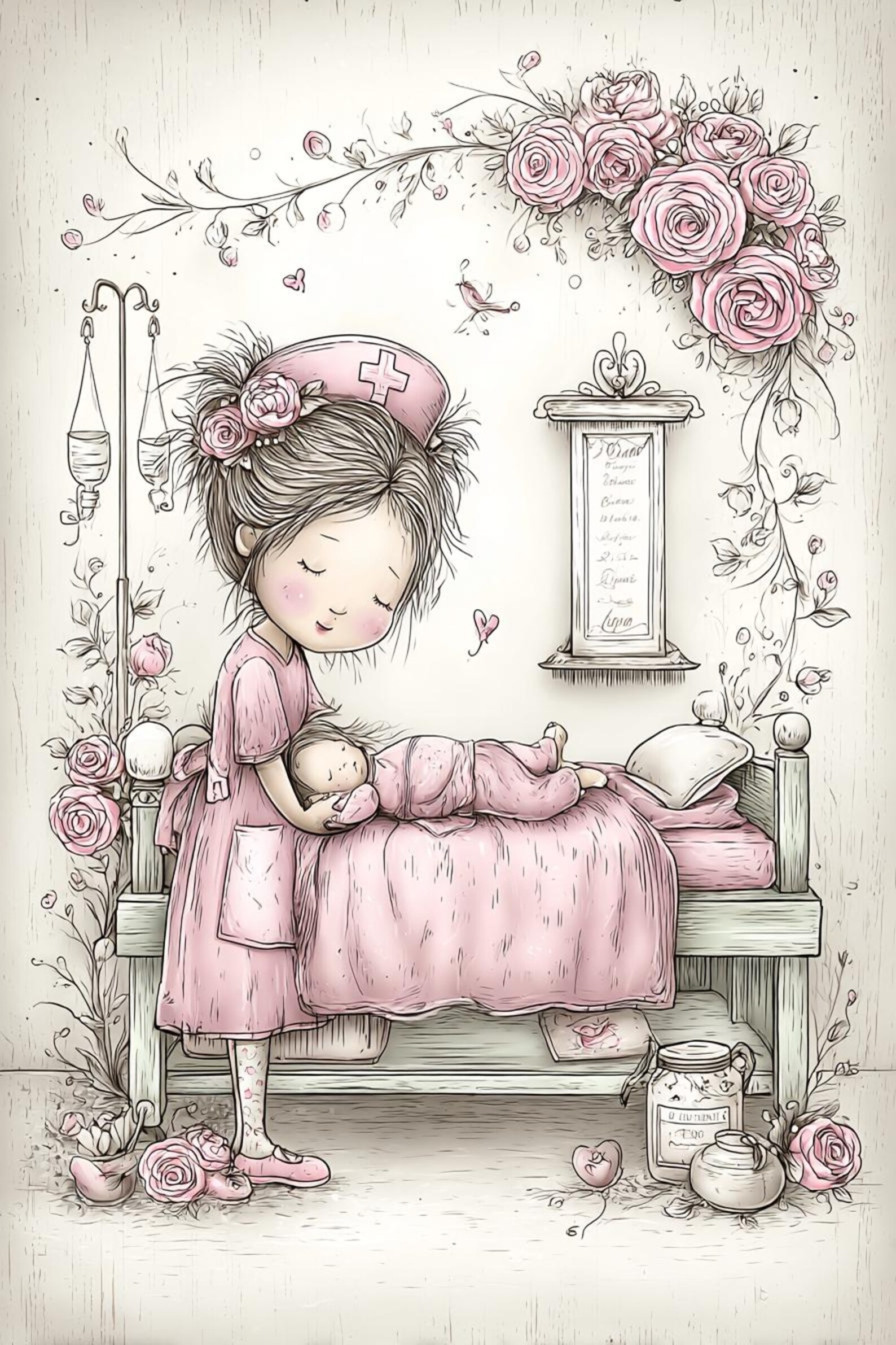 Nurse Dreams, Floral Healing, Bedtime Care, Gentle Nurse, Pastel Roses ...